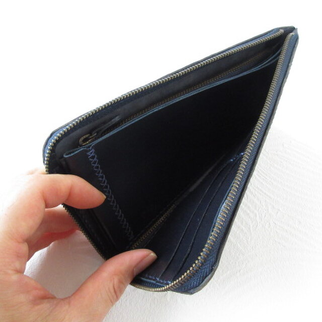 重厚感。存在感。《ゴートスキン》L字ファスナー・ロングウォレット・011 | iichi 日々の暮らしを心地よくするハンドメイドやアンティークのマーケットプレイス