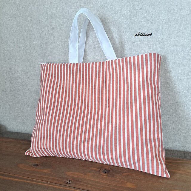 【ストライプ】入園バッグ5点セット：レッド【0828】 | iichi 日々の暮らしを心地よくするハンドメイドやアンティークのマーケットプレイス