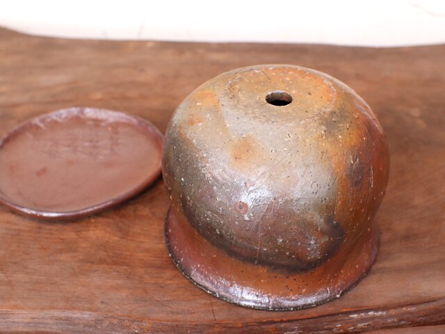 備前焼 植木鉢・サンギリ【受皿付き】 u-074 | iichi 日々の暮らしを心地よくするハンドメイドやアンティークのマーケットプレイス