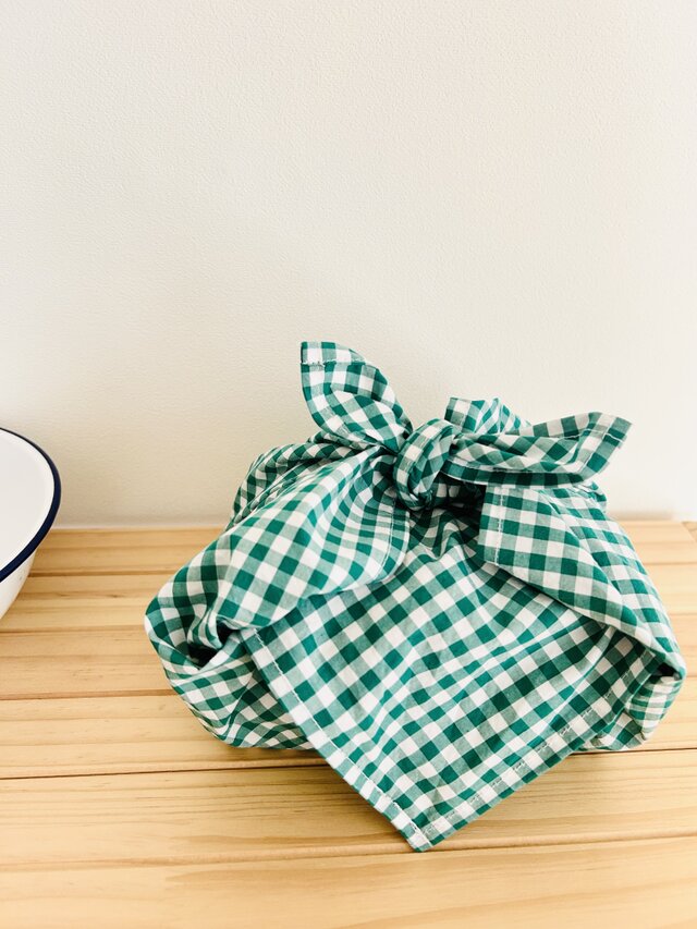 はる色お弁当包み ギンガムチェックグリーン | iichi 日々の暮らしを心地よくするハンドメイドやアンティークのマーケットプレイス