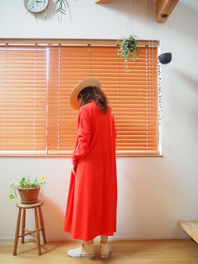 Cotton wide One piece / RED | iichi 日々の暮らしを心地よくするハンドメイドやアンティークのマーケットプレイス