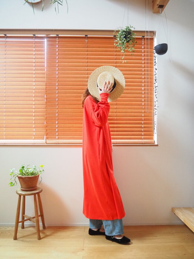 Cotton wide One piece / RED | iichi 日々の暮らしを心地よくするハンドメイドやアンティークのマーケットプレイス