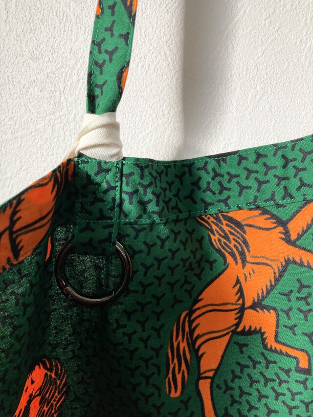 Tote bag L -horse green- | iichi 日々の暮らしを心地よくするハンドメイドやアンティークのマーケットプレイス