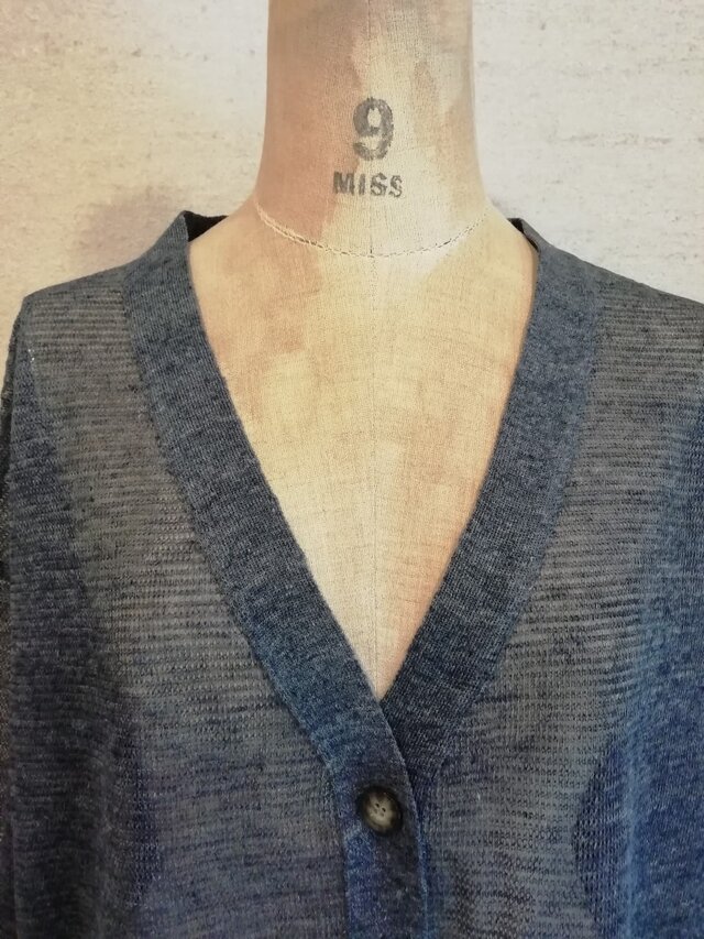 【特別提供品】リネンが快適♡Vネックカーディガン（01090）デニム | iichi 日々の暮らしを心地よくするハンドメイドやアンティークのマーケットプレイス