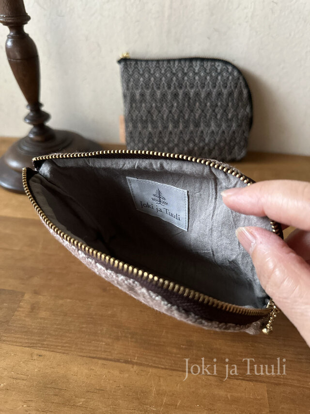 pouch[手織りLファスナーポーチ]ブラウン | iichi 日々の暮らしを心地よくするハンドメイドやアンティークのマーケットプレイス