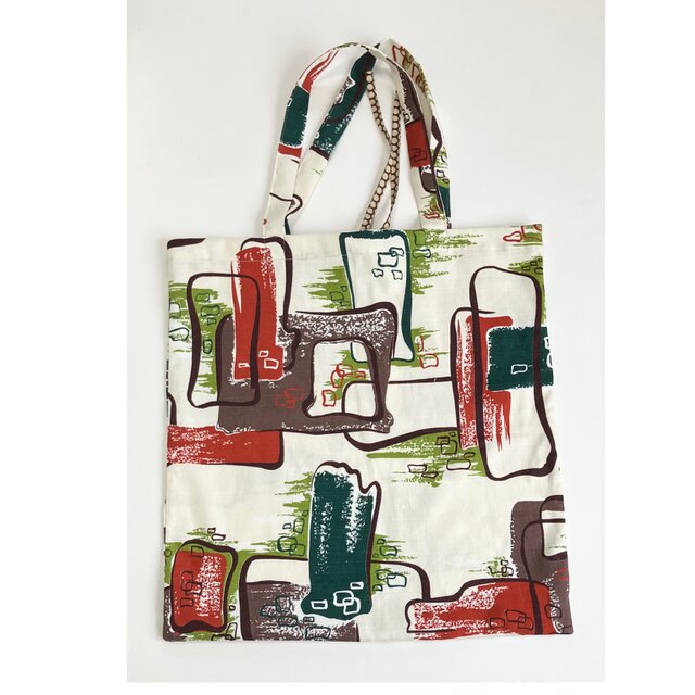 サブバッグ エコバッグ 一枚仕立て レトロな幾何模様 | iichi 日々の暮らしを心地よくするハンドメイドやアンティークのマーケットプレイス