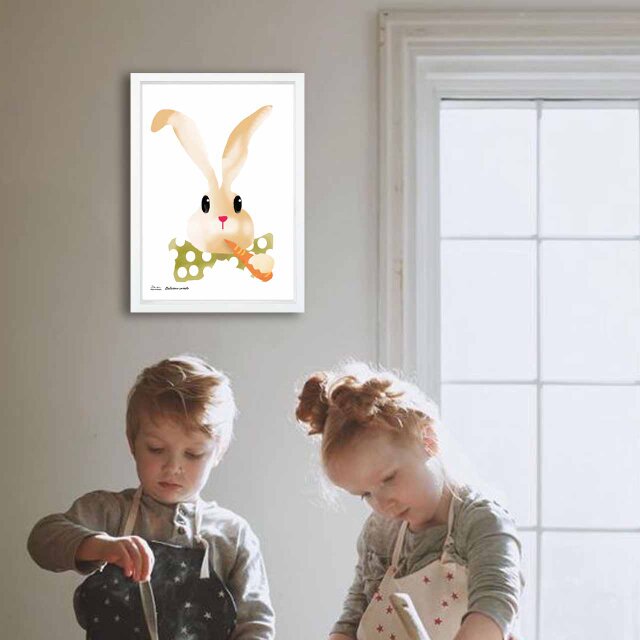 Carrots うさぎ 送料無料 イラスト アート ポスター アートポスター アート/sei検索 3425 | iichi 日々の暮らしを心地よくするハンドメイドやアンティークのマーケットプレイス