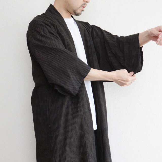 羽織 メンズ 着物 古布 木綿 縞模様 リメイク素材 アンティーク ジャパンヴィンテージ Haori Jacket Men | iichi 日々の暮らしを心地よくするハンドメイドやアンティーク ...
