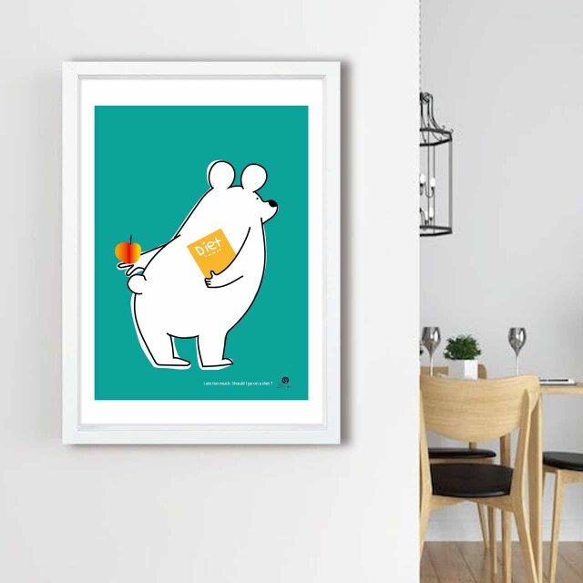 やめられない クマ 送料無料 イラスト アート ポスター アートポスター アート/sei検索 3426 | iichi 日々の暮らしを心地よくするハンドメイドやアンティークのマーケットプレイス