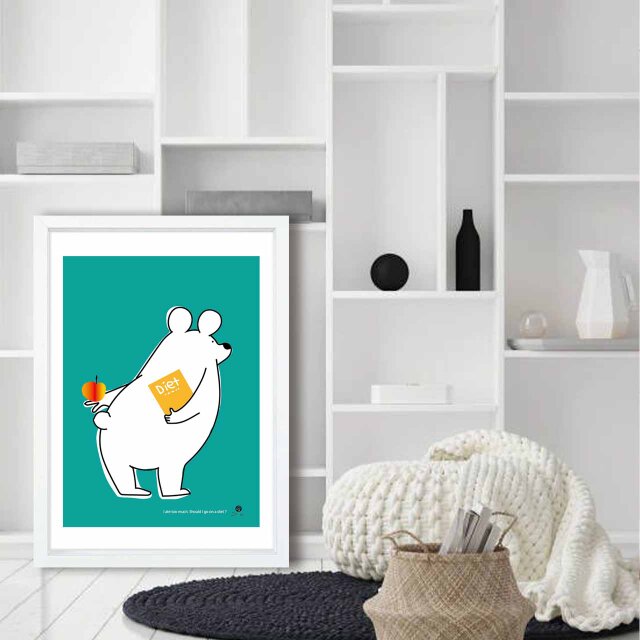 やめられない クマ 送料無料 イラスト アート ポスター アートポスター アート/sei検索 3426 | iichi 日々の暮らしを心地よくするハンドメイドやアンティークのマーケットプレイス