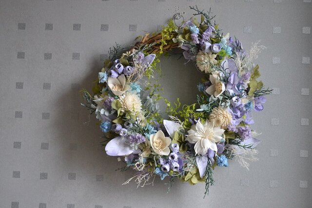 【2025母の日】ブルーファンタジックwreath | iichi 日々の暮らしを心地よくするハンドメイドやアンティークのマーケットプレイス