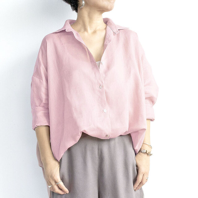 リネンオーバーシルエットシャツ（ミント） | iichi 日々の暮らしを心地よくするハンドメイドやアンティークのマーケットプレイス