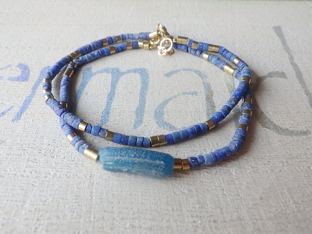 14kgf☆ラピスラズリのブレスレット | iichi 日々の暮らしを心地よくするハンドメイドやアンティークのマーケットプレイス