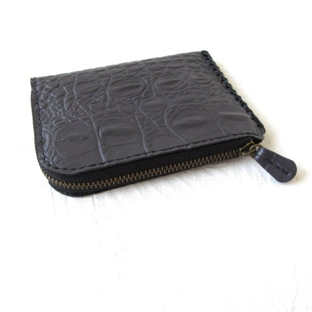 《牛革》L字ファスナー・コインケース・型押しクロコ・0482 | iichi 日々の暮らしを心地よくするハンドメイドやアンティークのマーケットプレイス