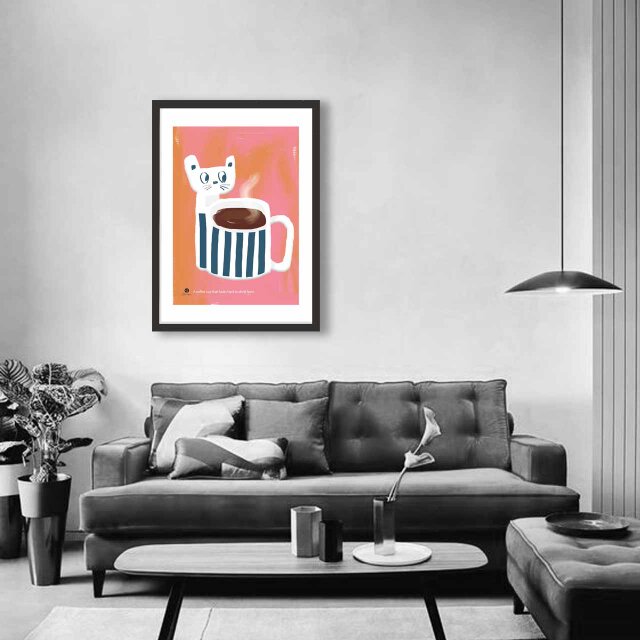 飲みづらいカップ ネコ 送料無料 イラスト たのしくなるお部屋 アート ポスター アートポスター アート/sei検索 3445 | iichi 日々の暮らしを心地よくするハンドメイドや ...