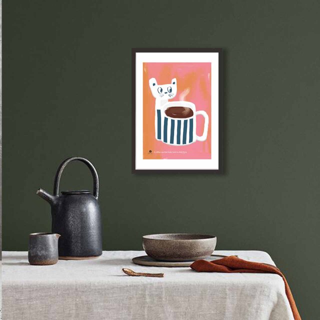 飲みづらいカップ ネコ 送料無料 イラスト たのしくなるお部屋 アート ポスター アートポスター アート/sei検索 3445 | iichi 日々の暮らしを心地よくするハンドメイドや ...