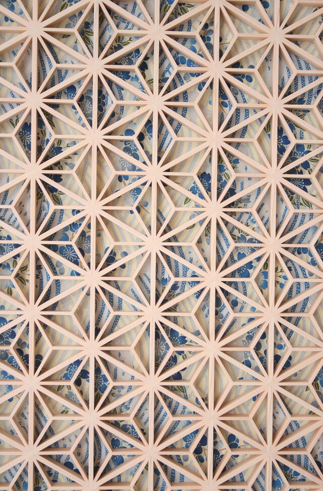 組子細工【麻の葉 大型 ドア内埋込用 W68 * H1400 * 1 [cm] 】 ドア埋込み用 | iichi 日々の暮らしを心地よくするハンドメイドやアンティークのマーケットプレイス