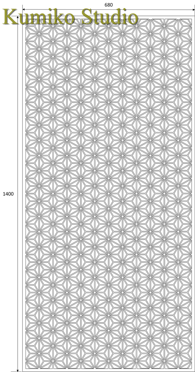 組子細工【麻の葉 大型 ドア内埋込用 W68 * H1400 * 1 [cm] 】 ドア埋込み用 | iichi 日々の暮らしを心地よくするハンドメイドやアンティークのマーケットプレイス