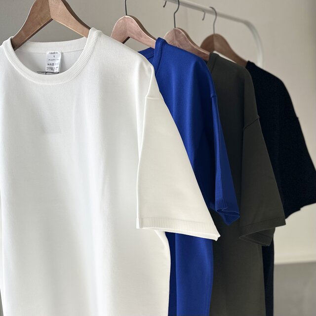 『2025新作』【ユニセックス】ビッグシルエット ニットTシャツ【ブラック】 | iichi 日々の暮らしを心地よくするハンドメイドやアンティークのマーケットプレイス