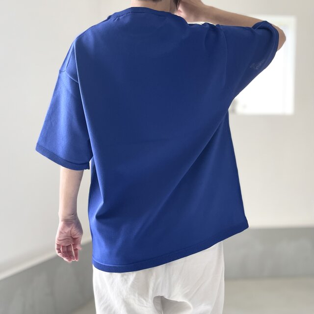 『2025新作』【ユニセックス】ビッグシルエット ニットTシャツ【ブラック】 | iichi 日々の暮らしを心地よくするハンドメイドやアンティークのマーケットプレイス