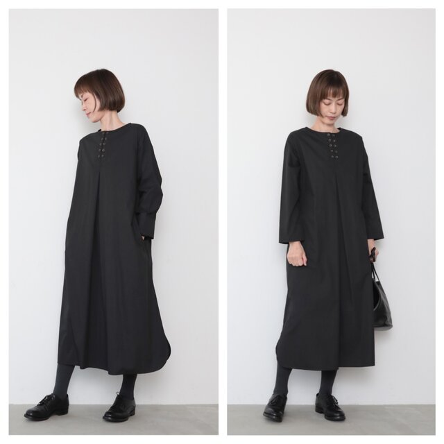 アウトレット Kaiha one piece / black ショート丈 | iichi 日々の暮らしを心地よくするハンドメイドやアンティークのマーケットプレイス