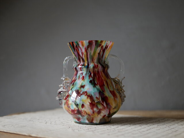 カラフルなマーブルフラワーベース 花器 フランスアンティーク ブロカントのある暮らし | iichi 日々の暮らしを心地よくするハンドメイドやアンティークのマーケットプレイス