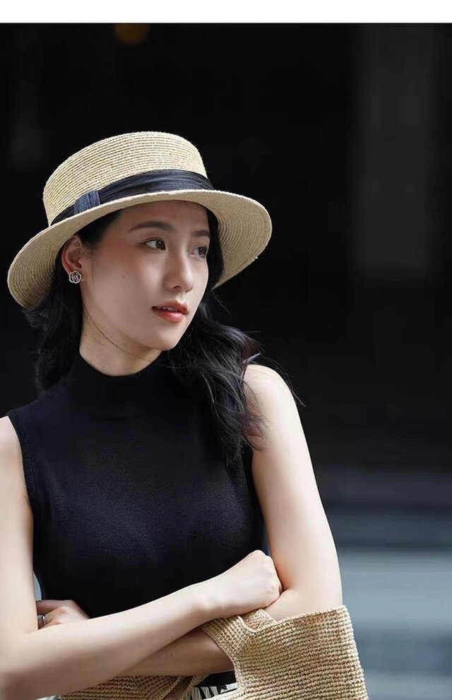 ラフィアハット、麦わら帽子 麻のリボンの夏帽子 大人 ストローハット、ミディアムブリム 日よけ・UV対策 サイズ調節可能 | iichi 日々の暮らしを心地よくするハンドメイドやアンティークの ...