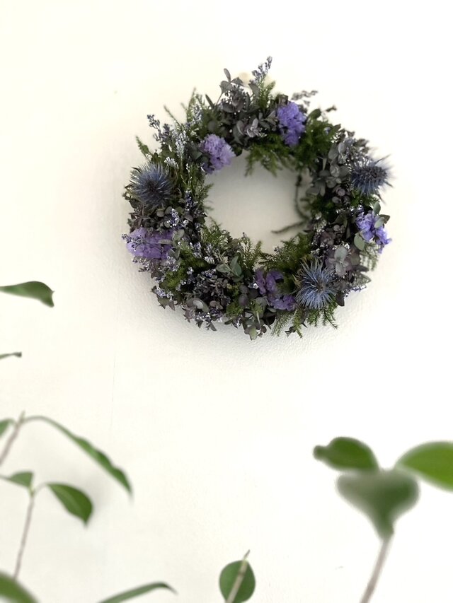 春のドライリース ~タチカズラとエリンジューム | iichi 日々の暮らしを心地よくするハンドメイドやアンティークのマーケットプレイス