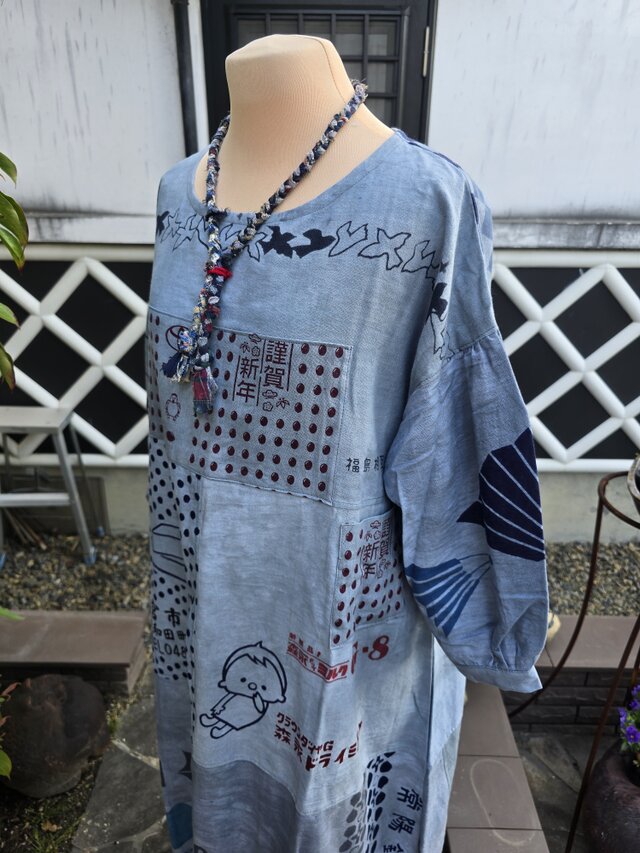 着物リメイク 手作り 染め 手ぬぐい ワンピース | iichi 日々の暮らしを心地よくするハンドメイドやアンティークのマーケットプレイス