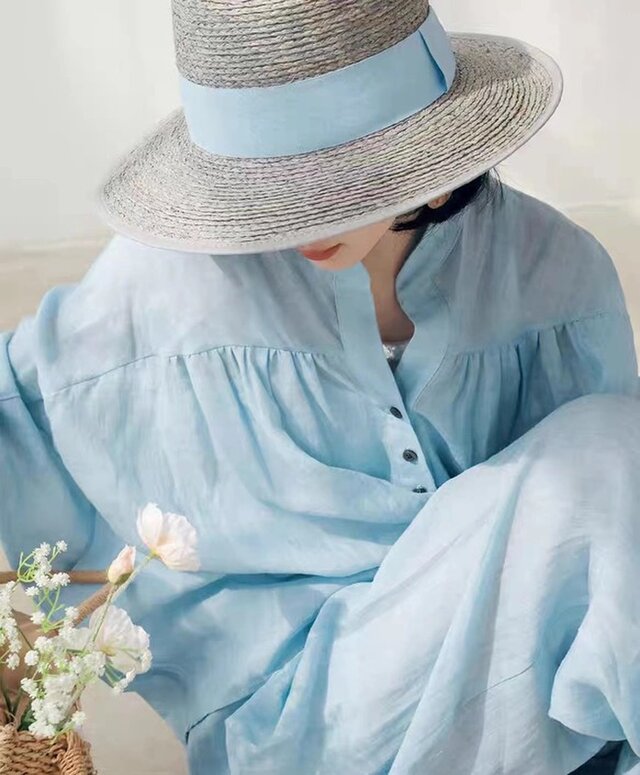 ラフィアハット、麦わら帽子 ミディアムブリム 夏帽子女性 ストローハット、ミディアムブリム 日よけ・UV対策 サイズ調節 | iichi 日々の暮らしを心地よくするハンドメイドやアンティークの ...