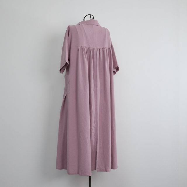 ふんわり柔らかコットン スキッパー 5部袖 ワンピース ロータスピンク 0703PK | iichi 日々の暮らしを心地よくするハンドメイドやアンティークのマーケットプレイス