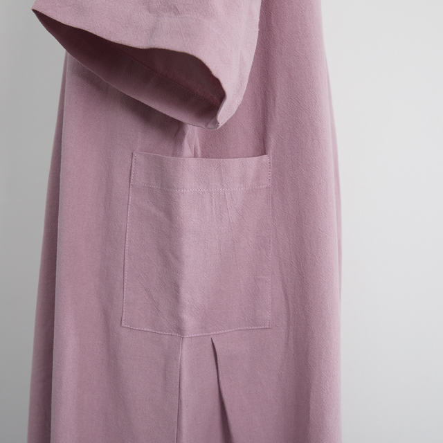 ふんわり柔らかコットン スキッパー 5部袖 ワンピース ロータスピンク 0703PK | iichi 日々の暮らしを心地よくするハンドメイドやアンティークのマーケットプレイス