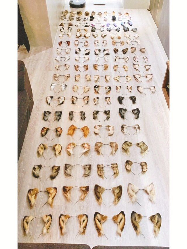 【受注生産】紫狼耳カチューシャ 手作りリアルな毛皮のような ヘアアクセサリー シミュレーション動物の耳 | iichi 日々の暮らしを心地よくするハンドメイドやアンティークのマーケットプレイス