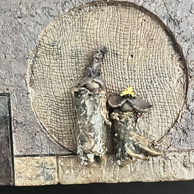 雛 焼締&灰志野＆黒釉 陶額(大) No.13 | iichi 日々の暮らしを心地よくするハンドメイドやアンティークのマーケットプレイス