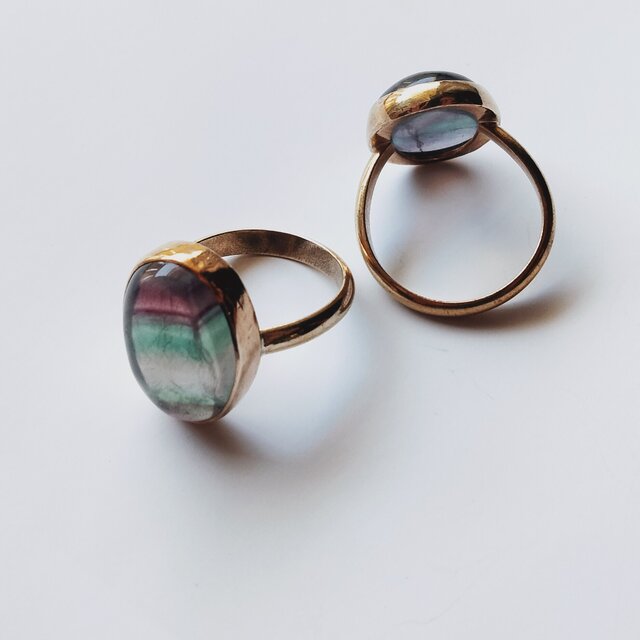 フローライト brass ring | iichi 日々の暮らしを心地よくするハンドメイドやアンティークのマーケットプレイス