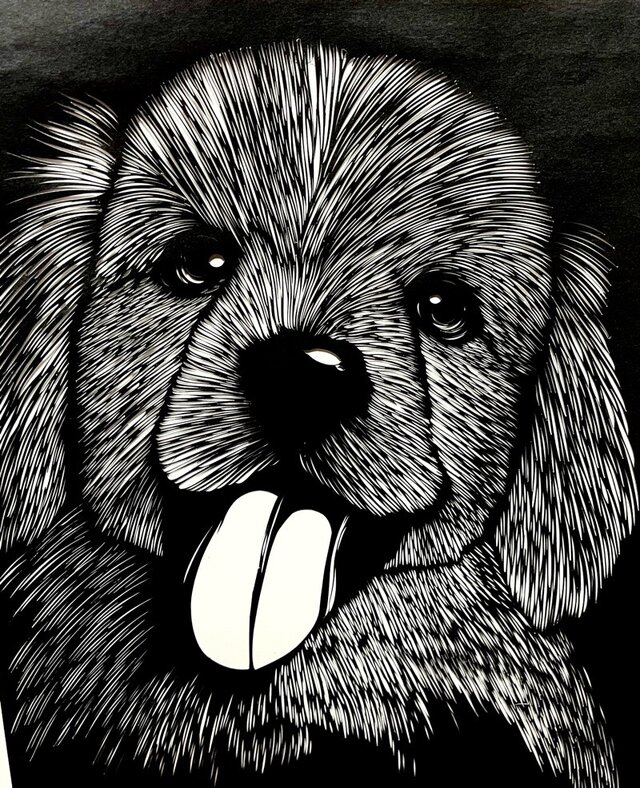 額装済み切り絵作品・かまって | iichi 日々の暮らしを心地よくするハンドメイドやアンティークのマーケットプレイス