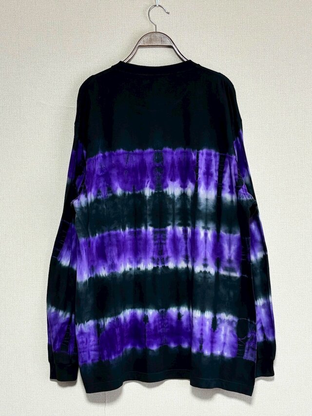 タイダイ 長袖Tシャツ XLサイズ ブラック×パープル ボーダー HIPPIES DYE HD23-86 | iichi 日々の暮らしを心地よくするハンドメイドやアンティークのマーケットプレイス