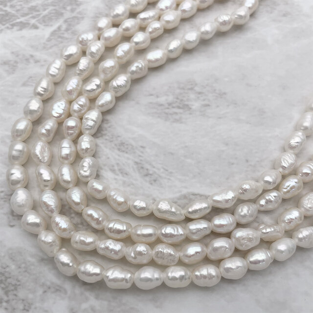 バロック淡水パール 真珠 ライス 無核 ケシ 半連20cm 6mm 7mm 8mm 素材 小粒 中粒 ホワイト系 白 | iichi 日々の暮らしを心地よくするハンドメイドやアンティークの ...