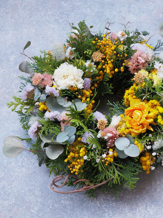 瀬戸内の森のリース22cm | iichi 日々の暮らしを心地よくするハンドメイドやアンティークのマーケットプレイス