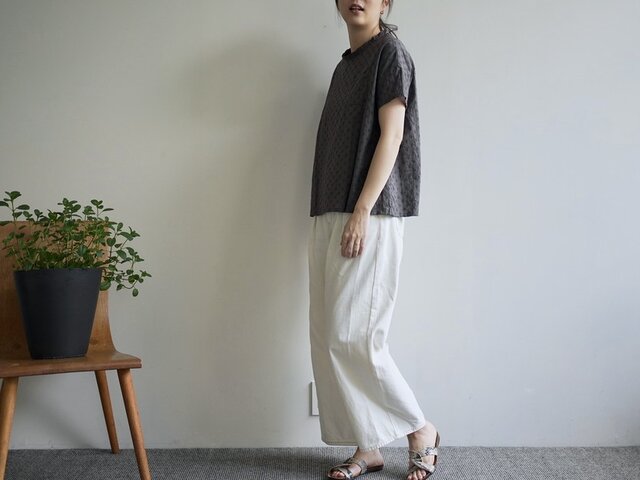 コットンレースのゆったりトップス グレー No.345 | iichi 日々の暮らしを心地よくするハンドメイドやアンティークのマーケットプレイス