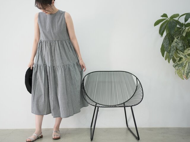 ギンガムチェック ティアードワンピ No.351 | iichi 日々の暮らしを心地よくするハンドメイドやアンティークのマーケットプレイス
