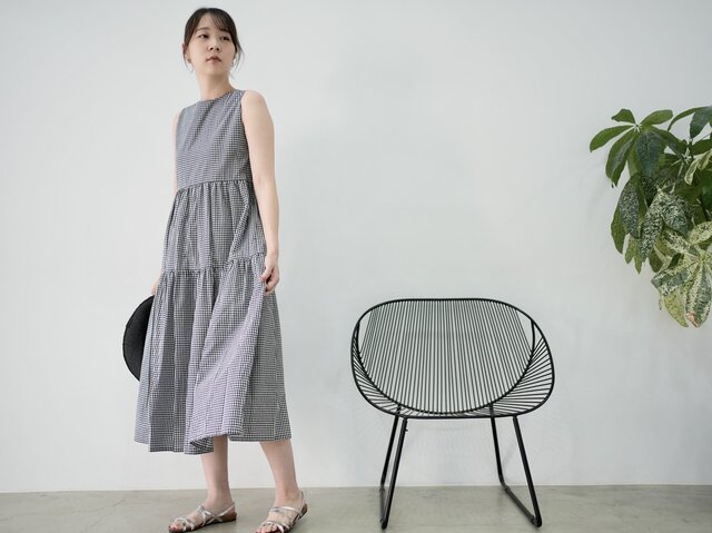 ギンガムチェック ティアードワンピ No.351 | iichi 日々の暮らしを心地よくするハンドメイドやアンティークのマーケットプレイス