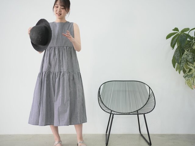 ギンガムチェック ティアードワンピ No.351 | iichi 日々の暮らしを心地よくするハンドメイドやアンティークのマーケットプレイス