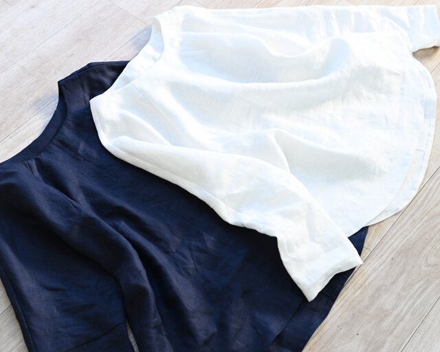 【NEW】出番の多いアイテム♪シンプリーリネンブラウス：白：長袖 | iichi 日々の暮らしを心地よくするハンドメイドやアンティークのマーケットプレイス