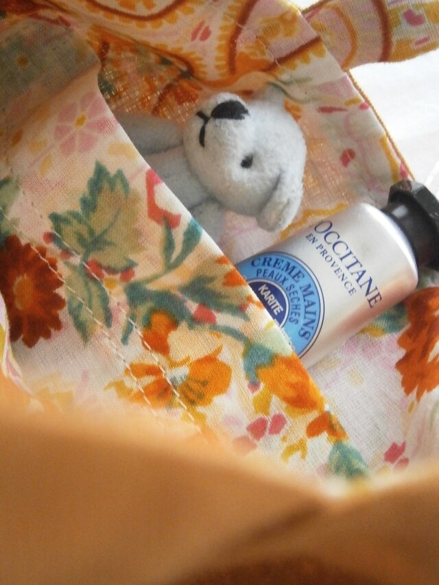 OrangeBrownLinen×花cotton 小さめBag＆pouch | iichi 日々の暮らしを心地よくするハンドメイドやアンティークのマーケットプレイス