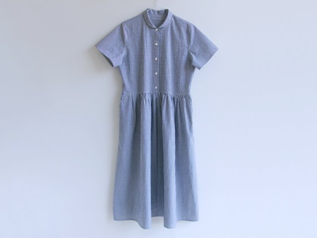 播州織コットン＊ストライプ・サッカー生地のワンピース | iichi 日々の暮らしを心地よくするハンドメイドやアンティークのマーケットプレイス