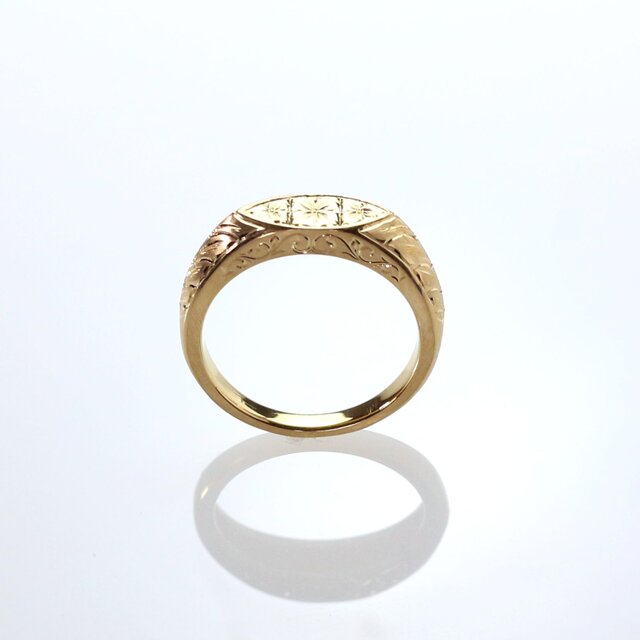 K18YG 手彫り・マーキスリング | iichi 日々の暮らしを心地よくするハンドメイドやアンティークのマーケットプレイス