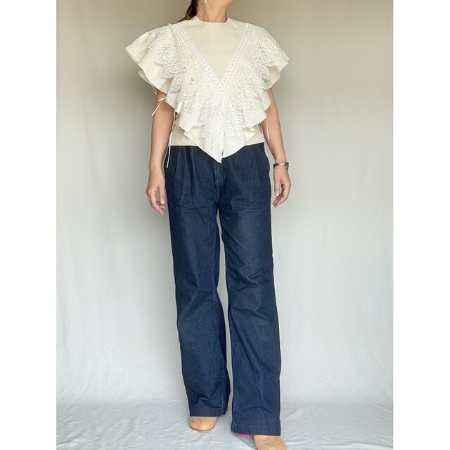 European linen scarf collar (white race) "b" | iichi 日々の暮らしを心地よくするハンドメイドやアンティークのマーケットプレイス