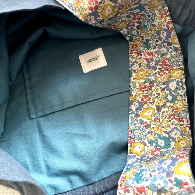 折りたたみ巾着バッグ＊巾着ショルダーバッグ/スチールミント | iichi 日々の暮らしを心地よくするハンドメイドやアンティークのマーケットプレイス