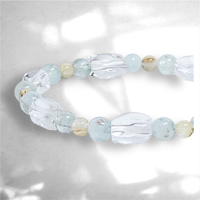 母の日にも 新生活に 自分らしく過ごせるよう導く 水晶・アクアマリン・ルチル 天然石 パワーストーンブレスレットNo788 | iichi 日々の暮らしを心地よくするハンドメイドやアンティーク ...